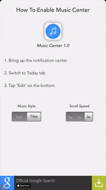 Music Center is a widget that gives you fast access to your favorite tunes